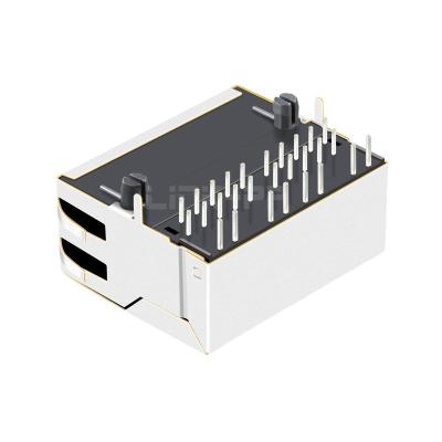中国 LPJG27395A53NL 10/100/1000 ベース-T リードなし 1x2 ポート RJ45 モジュール式ジャック 販売のため