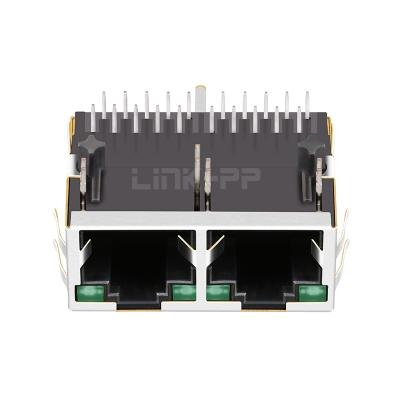 中国 パルス JG0-0024NL コンパティブル LINK-PP LPJG28851AWNL 10/100/1000 ベース-T タブアップ グリーン/グリーン LED 1x2 ポート 統合磁気ジャック 販売のため