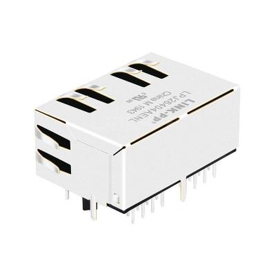 中国 パルスJXD0-2005NL コンパティブル LINK-PP LPJ26404AENL 1x2ポート RJ45 モジュール式ジャック 10/100 ベース-T タブダウン 緑/黄色 LED 販売のため