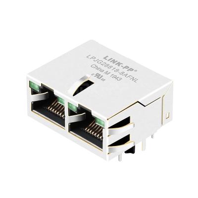 Cina Belfuse 0875-1G2T-E3 Compatibile LINK-PP LPJG28818-8AFNL 100/1000 Base-T Tab Up Verde/Verde Led 1x2 Porta 10P8C connettore modulare RJ45 in vendita