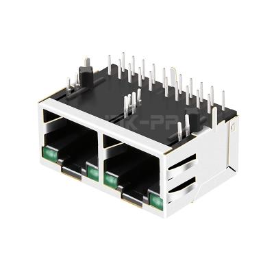 中国 Belfuse 0875-1G2T-E3 コンパティブル LINK-PP LPJG28818-8AFNL 100/1000 ベース-T タブアップ グリーン/グリーン LED 1x2 ポート 10P8C モジュール式コネクタ RJ45 販売のため