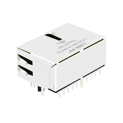 中国 Belfuse 0875-1G2T-E3 コンパティブル LINK-PP LPJG28818-8AFNL 100/1000 ベース-T タブアップ グリーン/グリーン LED 1x2 ポート 10P8C モジュール式コネクタ RJ45 販売のため