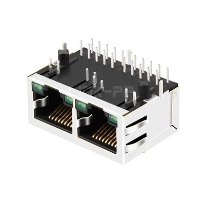 Cina LPJG26973AFNL 100/1000 Base-T 1X2 Port Tab Down Verde/Verde Led RJ45 connettore Magjack in vendita