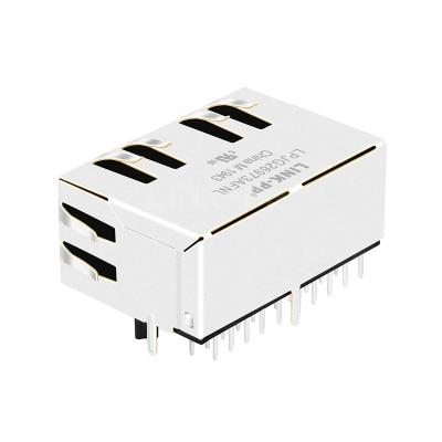 Cina LPJG26973AFNL 100/1000 Base-T 1X2 Port Tab Down Verde/Verde Led RJ45 connettore Magjack in vendita