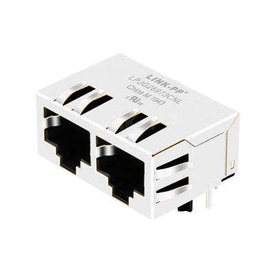 Cina LPJG26973CNL 100/1000 Base-T 1X2 Port Gigabit RJ45 Magjack Connector Tab Down senza LED in vendita