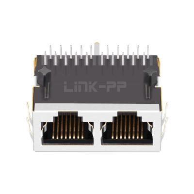 中国 LPJG26973CNL 100/1000 ベース-T 1X2 ポート ギガビット RJ45 マグジャック コンネクタ タブダウン 販売のため