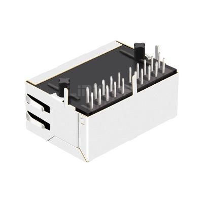 中国 LPJG26973CNL 100/1000 ベース-T 1X2 ポート ギガビット RJ45 マグジャック コンネクタ タブダウン 販売のため