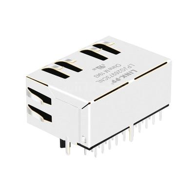 中国 LPJG26973CNL 100/1000 ベース-T 1X2 ポート ギガビット RJ45 マグジャック コンネクタ タブダウン 販売のため