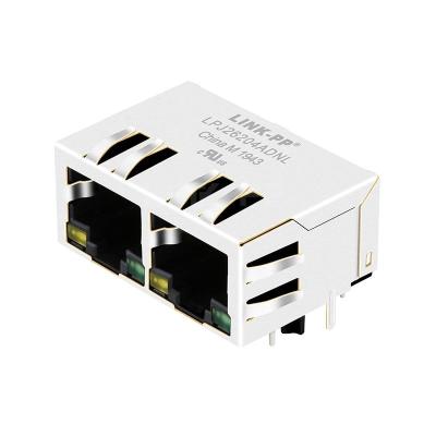 Cina LPJ26204ADNL 10/100 Base-T Tab Down Giallo/verde LED 1x2 Port Moduli di connettore Ethernet RJ45 in vendita