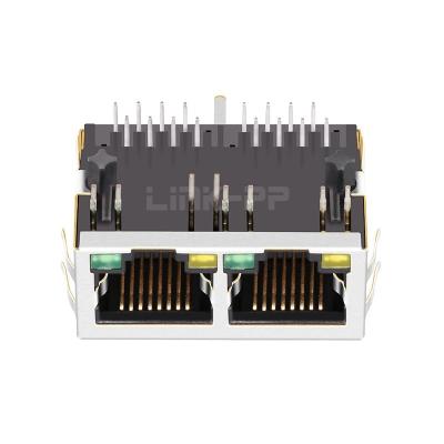 Cina LPJ26204ADNL 10/100 Base-T Tab Down Giallo/verde LED 1x2 Port Moduli di connettore Ethernet RJ45 in vendita