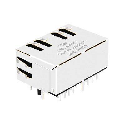 Cina LPJ26204ADNL 10/100 Base-T Tab Down Giallo/verde LED 1x2 Port Moduli di connettore Ethernet RJ45 in vendita
