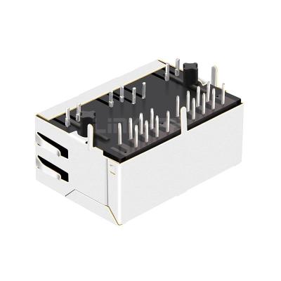Cina LPJ26204ADNL 10/100 Base-T Tab Down Giallo/verde LED 1x2 Port Moduli di connettore Ethernet RJ45 in vendita