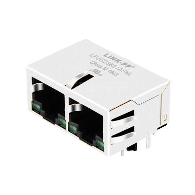 Cina LPJG28851AFNL 10/100/1000 Base-T Tab Up Verde/Verde LED 1x2 Port RJ45 Jack magnetici integrati in vendita