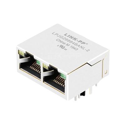 Cina LPJG29864BANL-2 10/100/1000 Base-T Tab Up giallo/verde LED 1x2 Port RJ45 Network Connector in vendita