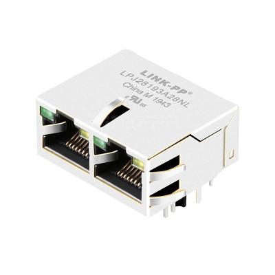 Cina LPJ28193A28NL 10/100 Base-T Tab Up Verde/Giallo LED 1x2 Port Ethernet RJ45 connettori con magnetismo integrato in vendita