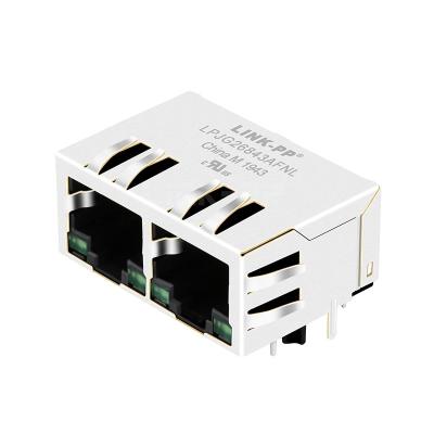 Cina LPJG26843AFNL 100/1000 Base-T Tab Down Verde/Verde LED 1x2 Port RJ45 connettori magnetici in vendita