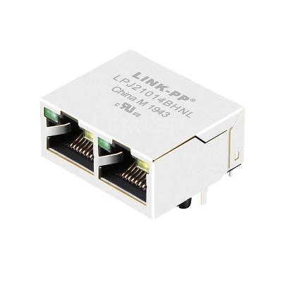 Cina LPJ21014BHNL 10/100 Base-T 1x2 Port Connettori RJ45 integrati Tab Up Verde/Giallo LED in vendita