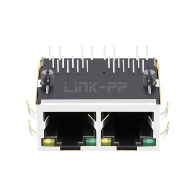Cina LPJ21014BHNL 10/100 Base-T 1x2 Port Connettori RJ45 integrati Tab Up Verde/Giallo LED in vendita