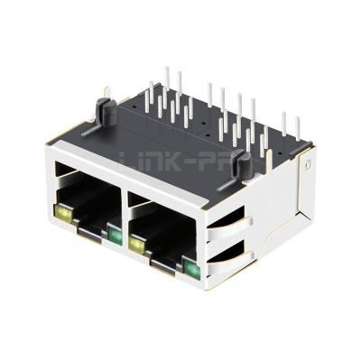 Cina LPJ21014BHNL 10/100 Base-T 1x2 Port Connettori RJ45 integrati Tab Up Verde/Giallo LED in vendita