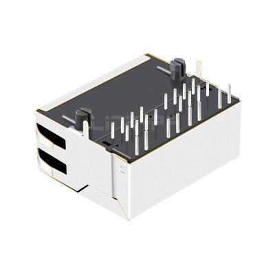 Cina LPJ21014BHNL 10/100 Base-T 1x2 Port Connettori RJ45 integrati Tab Up Verde/Giallo LED in vendita