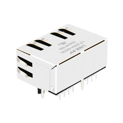 中国 LPJ26404-8AENL 10/100 Base-T Tab Down グリーン/イエロー LED 1x2ポート RJ45 イーサネットコネクタ 販売のため