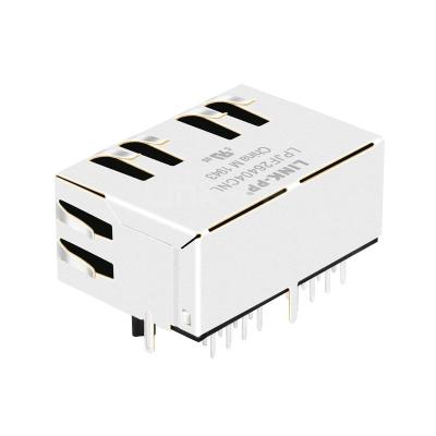 Cina LPJF26404CNL 10/100 Base-T 1x2 Port RJ45 Jack Magnetics Tab Down Senza LED in vendita