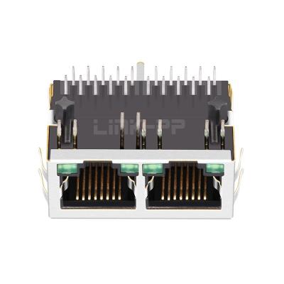 Cina LPJG26918AFNL 100/1000 Base-T 10p8c Tab Down Verde/Verde LED 1x2 Port RJ45 connettore in vendita