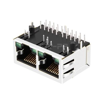 Cina LPJG26918AFNL 100/1000 Base-T 10p8c Tab Down Verde/Verde LED 1x2 Port RJ45 connettore in vendita