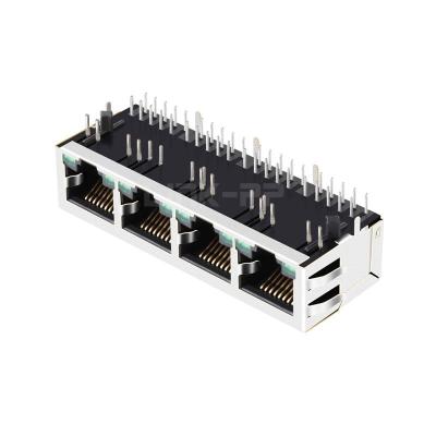 中国 XFMRC XFG1-IB1OOJM-CLxu4MS 互換LINK-PP LPJG46813AFNL 10/100/1000 ベース-T タブ ダウン グリーン/グリーン LED 1x4 ポート LAN イーサネット RJ45 販売のため