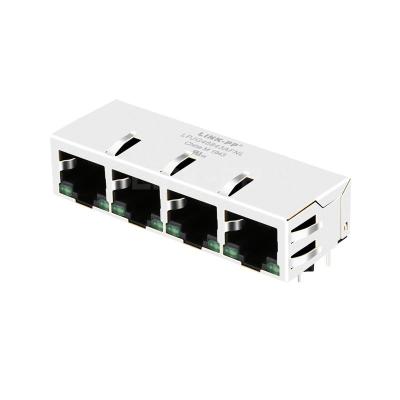 Cina Halo HFJ14-1G41ER-L11RL Compatibile LINK-PP LPJG46843AFNL 10/100/1000 Base-T Tab Down Verde/verde LED 1x4 Ethernet Port RJ45 connettore in vendita