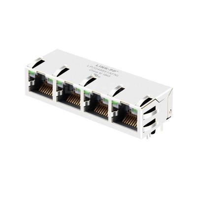 中国 パルス JG0-0025NL コンパティブル LINK-PP LPJG48851AFNL 100/1000 ベース-T 1x4 ポート RJ45 ジャック トランスフォーマータブアップ 緑/緑色 LED 販売のため