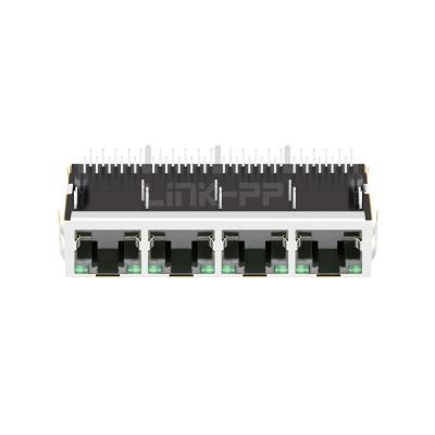 中国 パルス JG0-0025NL コンパティブル LINK-PP LPJG48851AFNL 100/1000 ベース-T 1x4 ポート RJ45 ジャック トランスフォーマータブアップ 緑/緑色 LED 販売のため