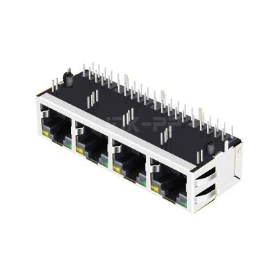 中国 XFMRC XFGIG8NA-CTGxu4-4M コンパティブル LINK-PP LPJG49883AHNL 1000 ベース-T 1x4 ポート RJ45 Pcb ジャックタブアップ グリーン/イエロー LED 販売のため