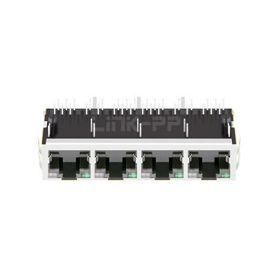 Cina Pulse JG0-0032NL Compatibile LINK-PP LPJ48002A34NL 10/100 Base-T Tab Up Verde&Giallo/Verde LED 1x4 Port RJ45 Connettori con magnetismo Ethernet integrato in vendita