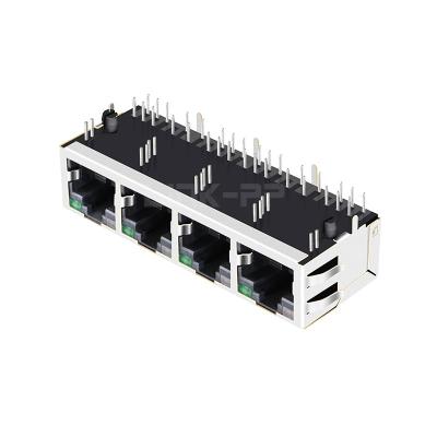 Cina Pulse JG0-0032NL Compatibile LINK-PP LPJ48002A34NL 10/100 Base-T Tab Up Verde&Giallo/Verde LED 1x4 Port RJ45 Connettori con magnetismo Ethernet integrato in vendita