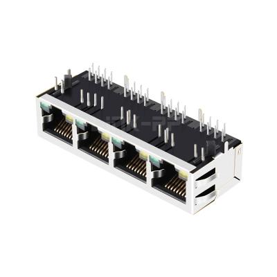 Cina LPJ46404ADNL 10/100 Base-T Tab Down Giallo/verde LED 1x4 Port Ethernet RJ45 connettori in vendita
