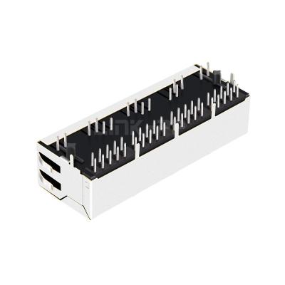Cina LPJG46945AENL 10/100/1000 Base-T Tab Down Verde/Giallo LED 1x4 Port Connector Ethernet RJ45 in vendita