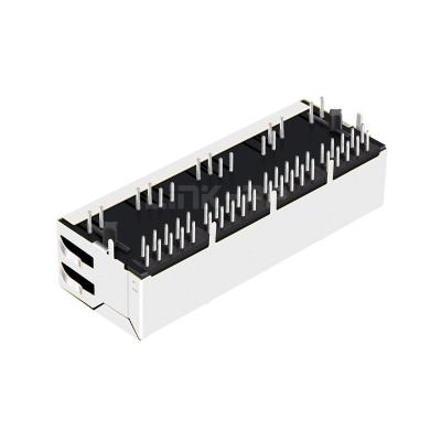 Cina LPJG46813ADNL 100/1000 Base-T Tab Down LED giallo/verde 1x4 Port RJ45 Ethernet Connector in vendita