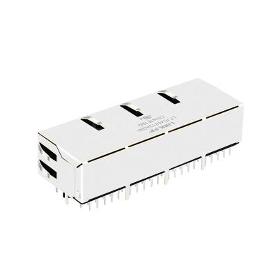 Cina LPJG46813ADNL 100/1000 Base-T Tab Down LED giallo/verde 1x4 Port RJ45 Ethernet Connector in vendita