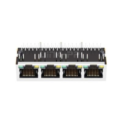 Cina LPJ46297BDNL 10/100 Base-T Tab Down LED giallo/verde 1x4 Port Lan RJ45 Jacks in vendita