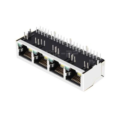 Cina LPJ46297BDNL 10/100 Base-T Tab Down LED giallo/verde 1x4 Port Lan RJ45 Jacks in vendita