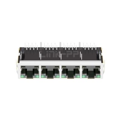 Cina LPJ48001AZNL-2 10/100 Base-T Tab Up Verde/Verde LED 1x4 Port Filter Connector Module in vendita