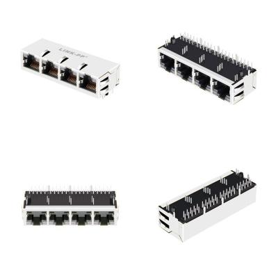 中国 Belfuse 2250083-1 コンパティブル LINK-PP 10G ベース-T 1x4 ポート イーサネット RJ45 マグジャック タブアップ 販売のため