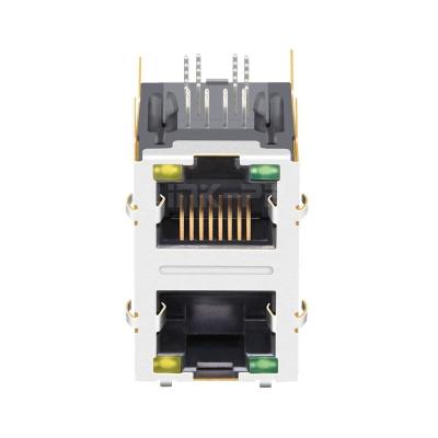 中国 LPJ17405AHNL 10/100 ベース-T タブ 緑/黄色の両方 LED 2X1 ポート RJ45 マグネット ジャック 接続器 販売のため