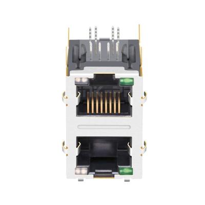 中国 10/100/1000 Base-T Tab Up Green/Yellow&Green LED 2X1ポート 10P8C モジュール式コネクタ RJ45 販売のため