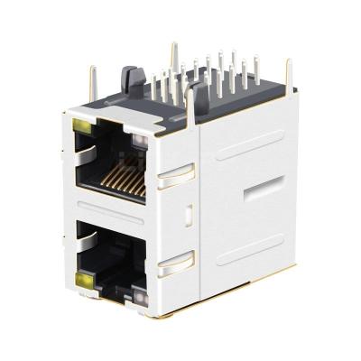 Cina RM3-168A9V1F Compatibile LINK-PP LPJG17512AONL 10/100/1000 Base-T 8p8c LED arancione e verde/giallo 2x1 Port Cat6 RJ45 Jack in vendita