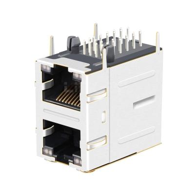 Cina Hanrun HR872148H Compatibile LINK-PP LPJG17577A47NL 10/100/1000 Base-T 8p8c Giallo e Verde/Giallo e Verde LED 2x1 Port RJ45 Jack modulare in vendita