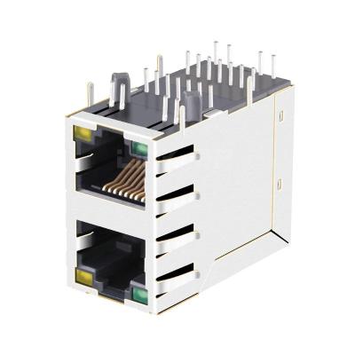 China LPJ17633AENL 10/100 Base-T Tab Up Verde/Amarela LED 2X1 Port Multi-port RJ45 Conector à venda