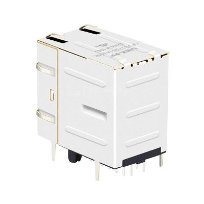 China LPJG17561A30NL 100/1000 Base-T Tab Ambos LED verde/verde e amarelo 2X1 Porta 10P8C RJ45 Conector à venda