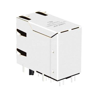 China LPJG17102A96NL 100/1000 Base-T 2x1 Port Magjack RJ45 Connector With Green/Yellow&Green LED for sale